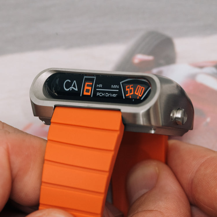 PCH Driver Jump Hour Brushed Silver Sunset Orange | California Watch Co ...