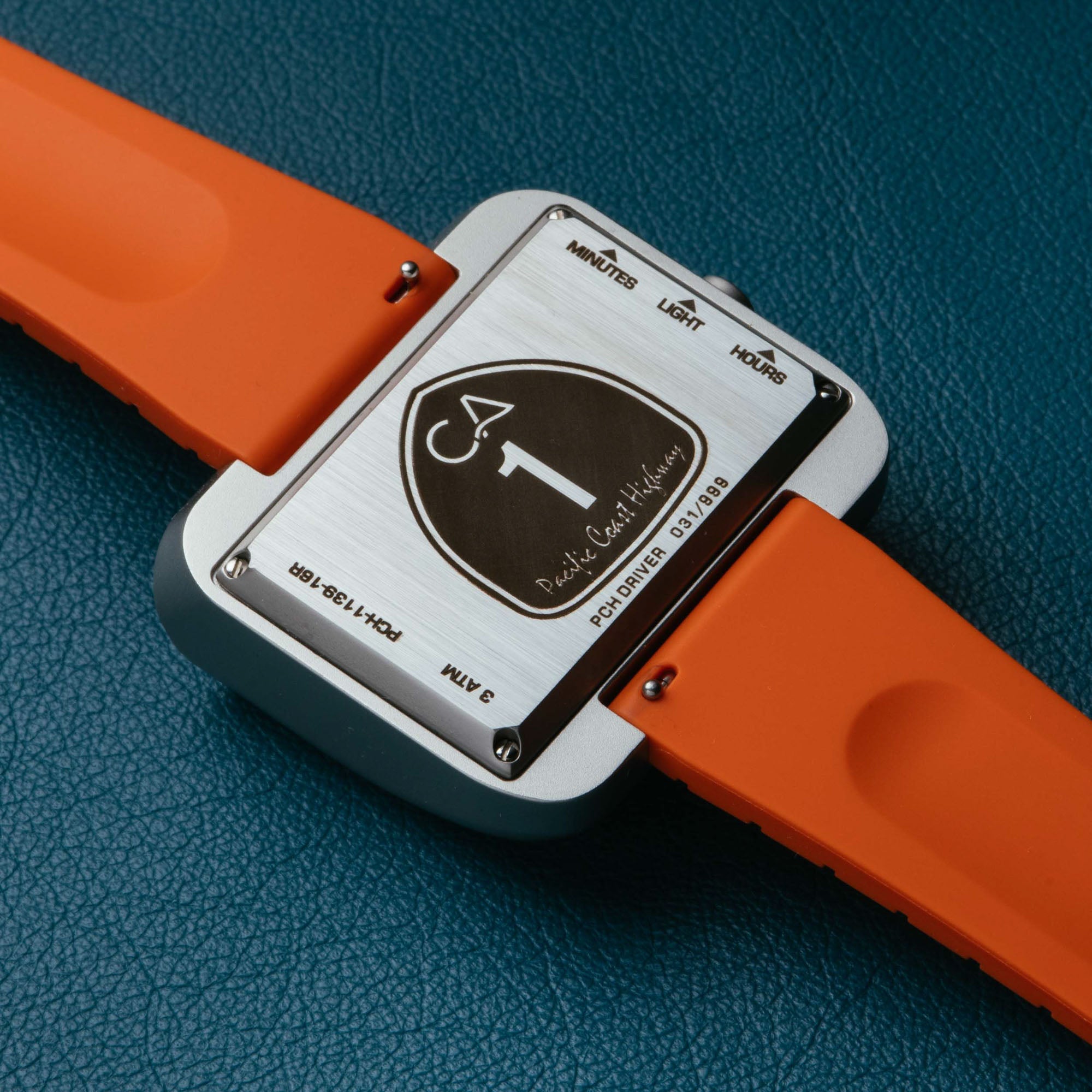 PCH Driver Jump Hour Brushed Silver Sunset Orange | California Watch Co ...