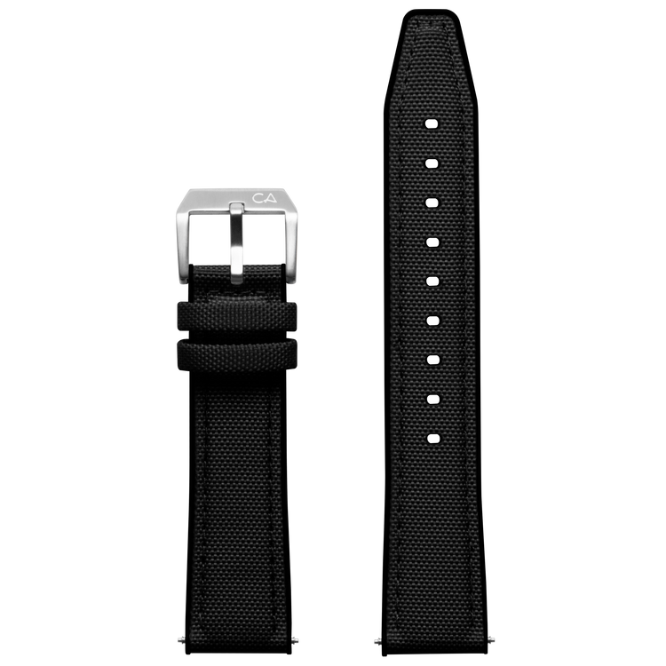 California Watch Co. 20mm Black Nylon Rubber Hybrid Strap ...