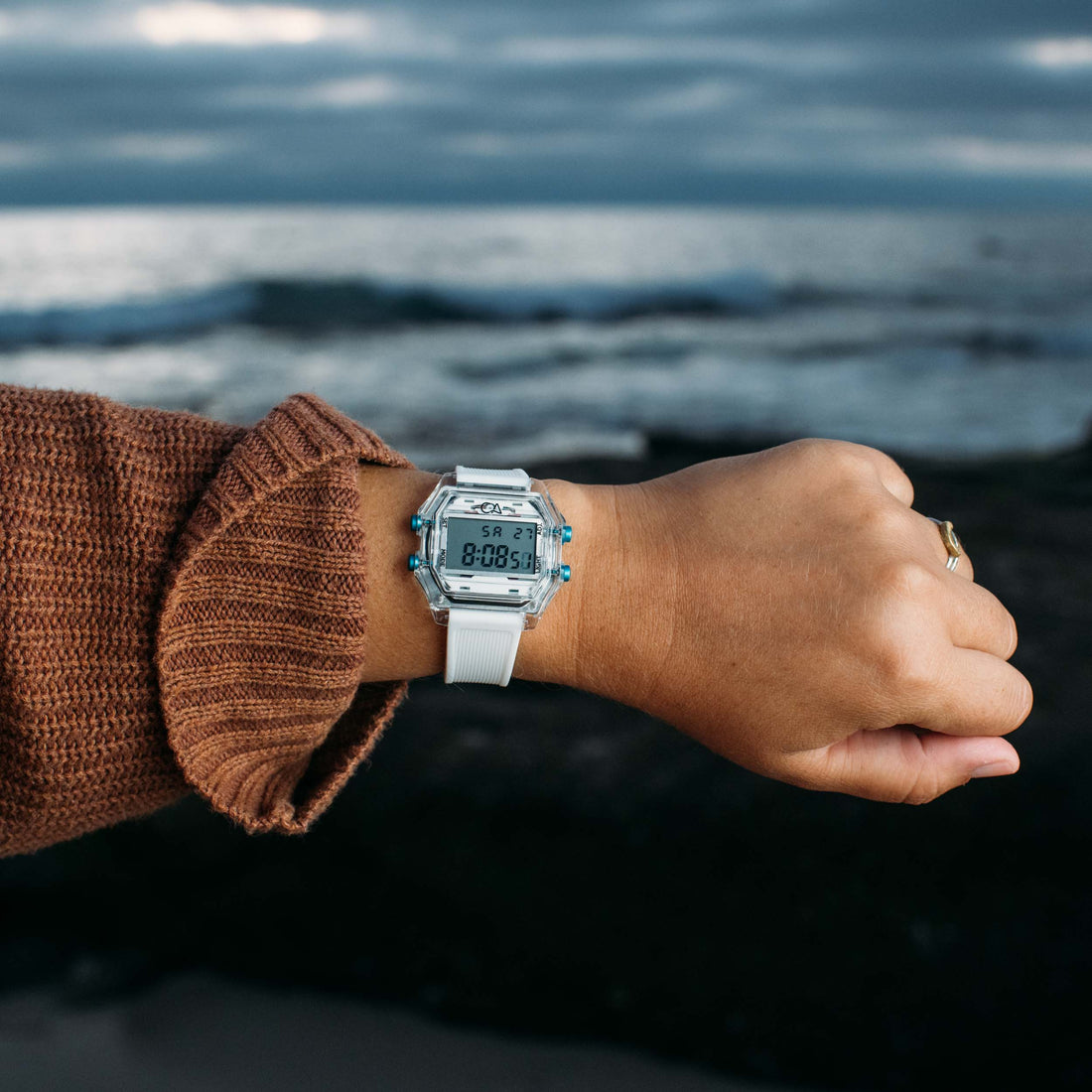 California Watch Co. Venice Beach Digital Clear White | Californiawatch.com